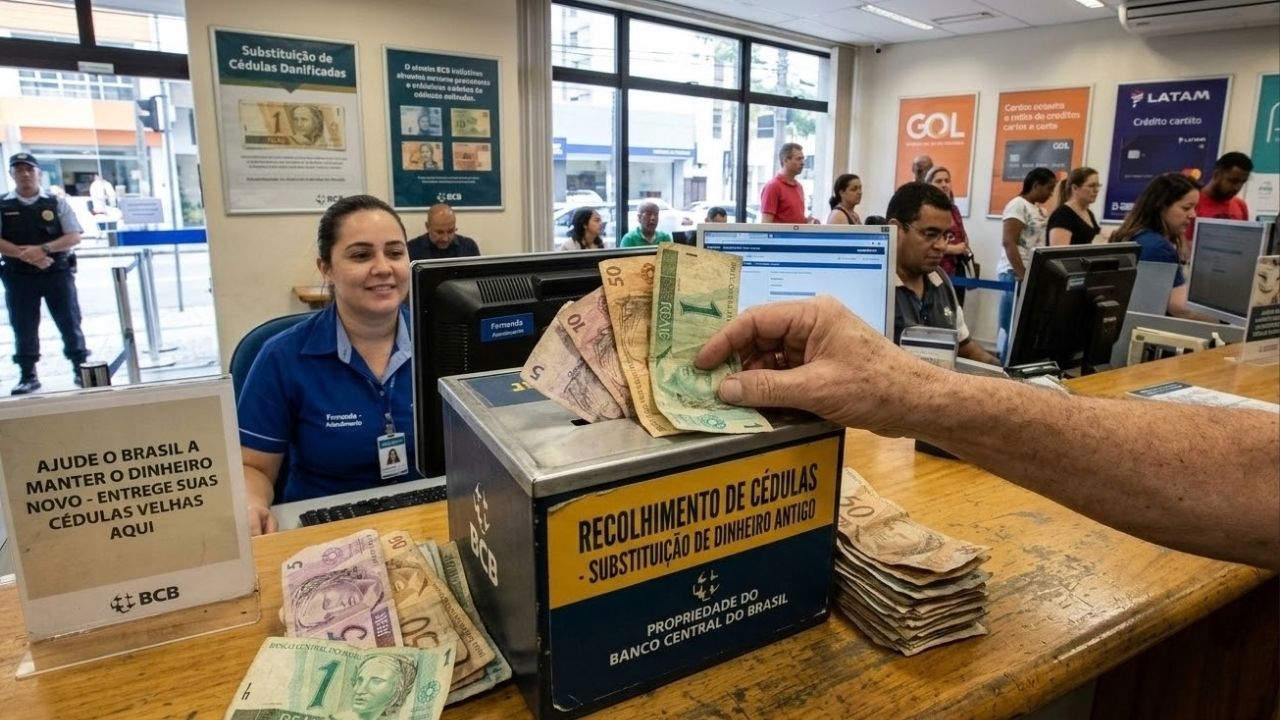 Cédulas de R$ 1, R$ 2, R$ 5, R$ 10, R$ 20, R$ 50 e R$ 100 estão sendo ...