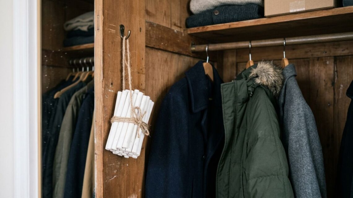 Colocar pedaços de giz escolar branco nos cantos do guarda-roupa: para ...