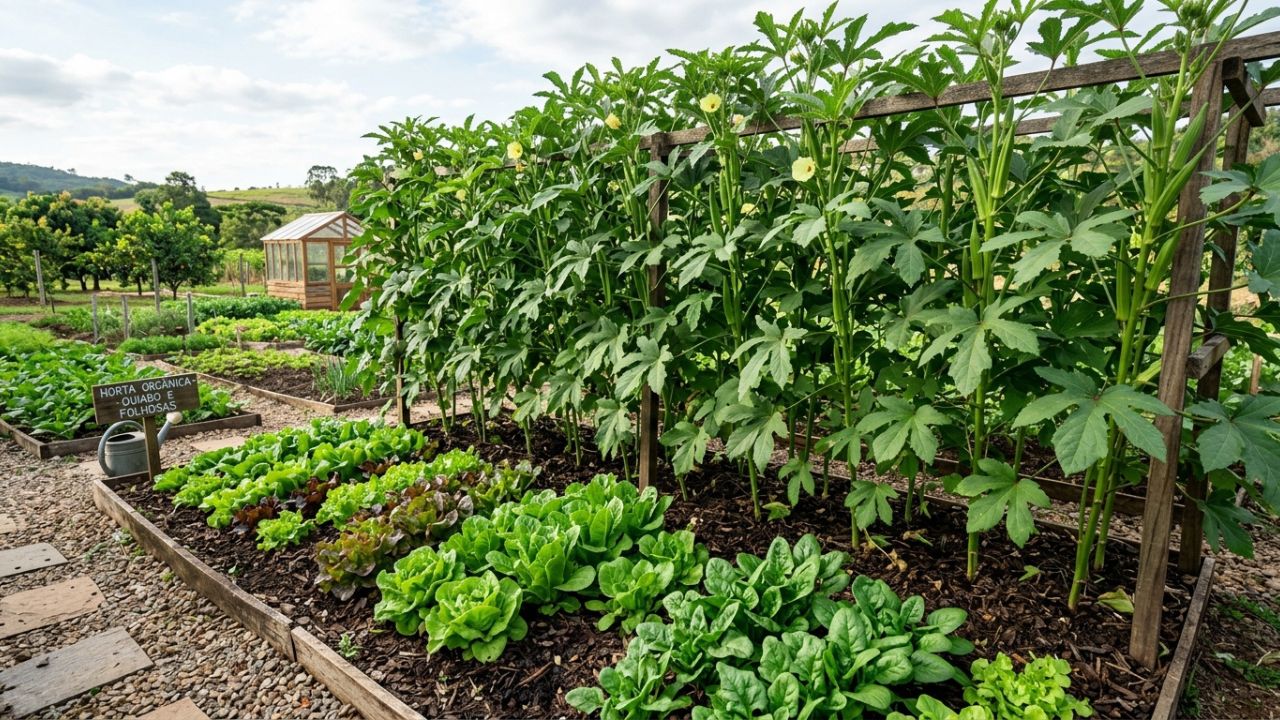 O quiabo cresce alto, mas é melhor não plantá-lo perto desta trepadeira ...
